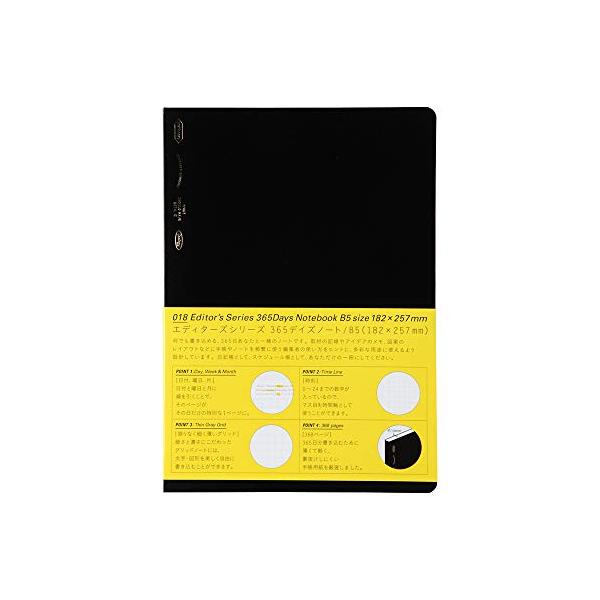 ミニマリスト・ブラック B5(365デイズノート) S4102_SML・・Size:B5(365デイズノート)Color:ブラック・色：黒・規格：B5・縦(mm)：257・横(mm)：182・中紙(枚)：184●厚さ(mm)：14●カバー色...