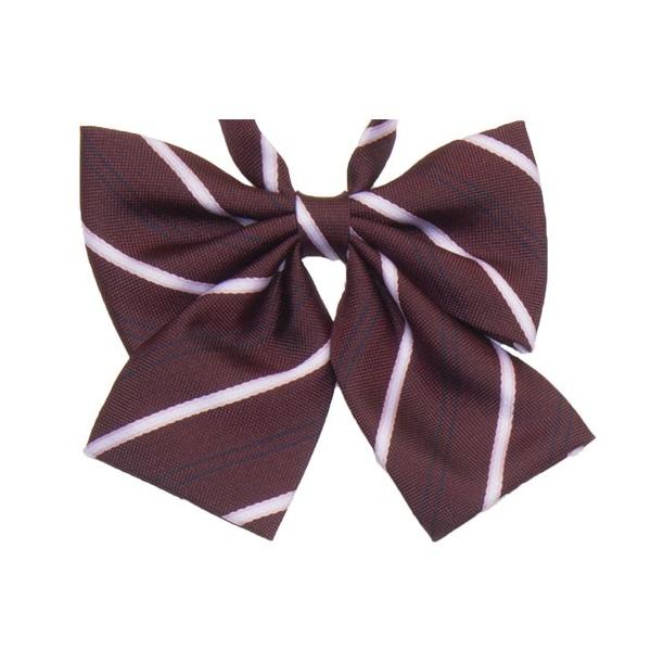 クールなストライプ柄はえんじとブルーの2色展開。こちらは、濃いめえんじ色のクールさの中に、ピンクラインの甘さをプラス。「TOKYOシティーガール」素材：ポリエステル100%リボン：上羽根の横幅約13cm、ワンタッチで着脱可能なフック付き、首...