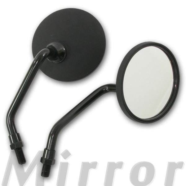 ■汎用のラウンドミラー左右セットです。■オーソドックスなラウンドデザインのミラーです。■艶消しブラックの落ち着いた雰囲気となっています。■オフロード車はもちろん、車種を問わず様々な車両にご使用いただけます。商品詳細■ミラー部分直径：約87m...