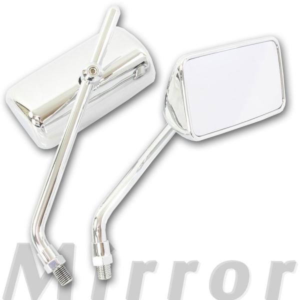 ■汎用のスクエアミラー左右セットです。■ローフォルムに似合う角型デザインのミラーです。■厚み、丸みを持たせた存在感の高い設計となっています。■10mm、8mm用逆ネジアダプター、8mm正ネジアダプター、ハーレー用の純正スイッチボックス対応シ...
