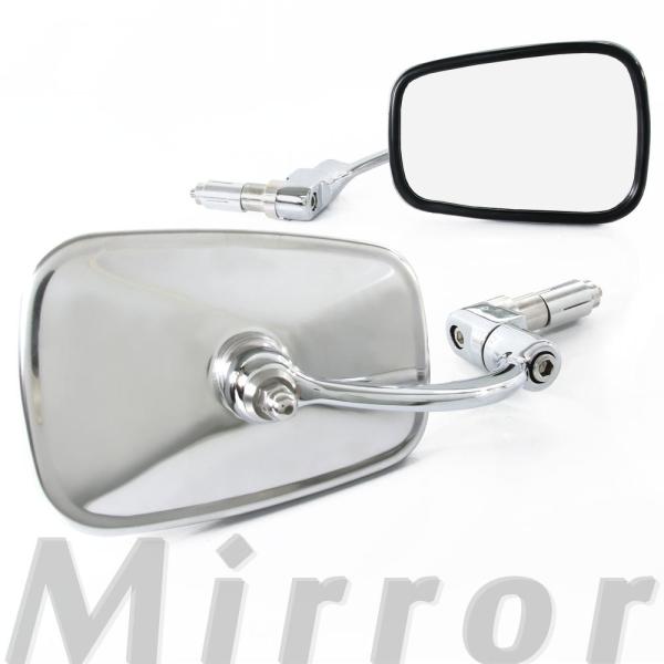 商品名■スクエアバーエンドミラー商品説明■汎用のバーエンドミラー左右セットです。■全面メッキ仕上げで高級感のあるデザインとなっています。■シンプルなデザインなので、どのバイクにもフィットします。■ミラー付け根部分とアーム部分の2箇所で角度調...