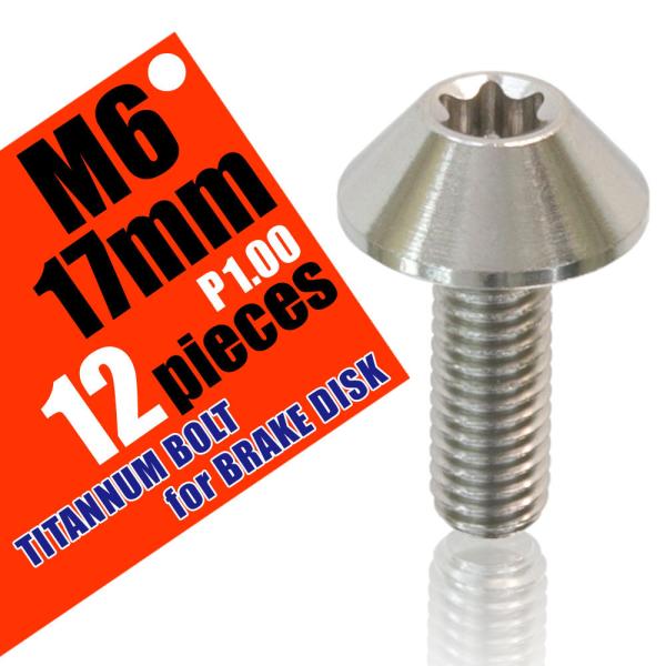 商品名■M6×17  P1.00 ブレーキディスク用チタンボルト 12本セット商品サイズ■ボルト径：6mm■長さ：17mm■ピッチ：1.0商品詳細■数量：12本■材質：64チタン合金(Ti-6Al-4V)■カラー：シルバー参考適合車種■ホン...