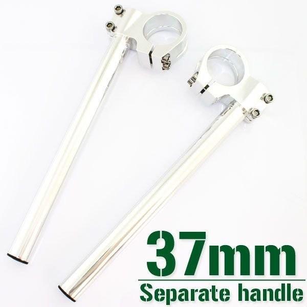 ■フロントフォーク径37mmの車両にご使用いただけるセパレートハンドルです。■タレ角は一般的な約6度となっていますので、それほどきついポジションにならずにお乗りいただけます。■フォーククランプ位置と同じ高さにハンドル位置が来ますので、比較的...