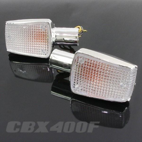 ■カスタムの定番メッキパーツです！■ホンダ CBX400F/CBX550F/CBX550Fインテグラ用のクリアレンズのメッキ純正タイプウインカーです。■クリアレンズに変更するだけでスタイルを崩すことなくすっきりとした見た目にカスタム可能です...