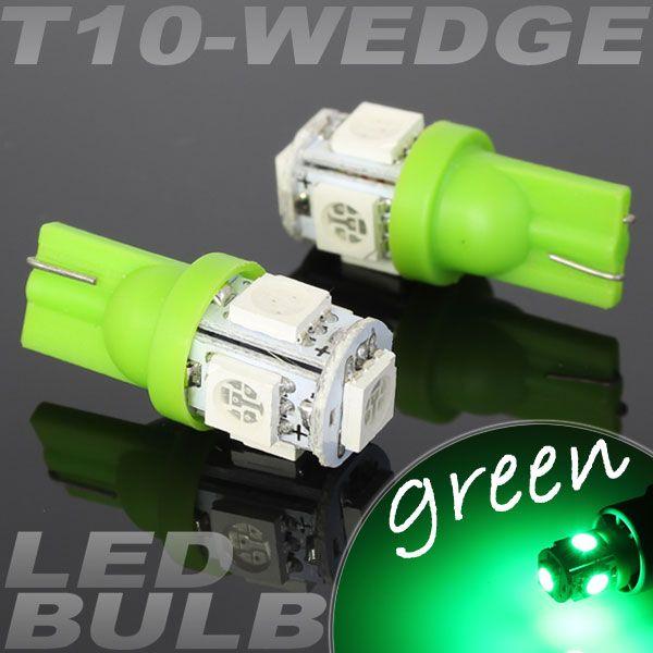 商品名■LEDバルブ T10ウェッジ球 シングル グリーン商品説明■5連 3chips（計15連） SMD-LED球、T10ウェッジタイプのシングル球2個セットです。■通常LEDの場合、直線的な光になってしまいますが、正面に1個、側面に4個...