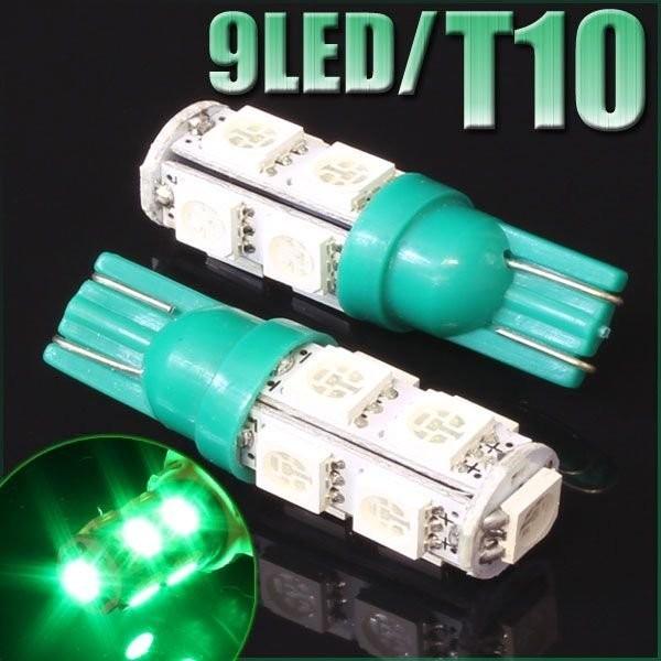 ■9連 3chips（計27連） SMD-LED球、T10ウェッジタイプのシングル球2個セットです。■通常LEDの場合、直線的な光になってしまいますが、正面に1個、側面に8個の計9個SMD/LEDを組み込む事により、大幅に照射範囲を広げる事...