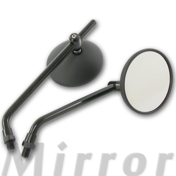 ■汎用のラウンドミラー左右セットです。■オーソドックスなラウンドデザインのミラーです。■丸みを帯びたデザインかつ艶消しブラックの落ち着いた雰囲気となっています。■10mm用逆ネジアダプター、8mm正ネジ変換アダプター、ハーレー用の純正スイッ...