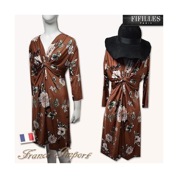 ※柄の位置は若干1点1点異なります※※画像で合わせた羽織とアクセサリーは別売りです<br>Paris大人気ブランド【女性らしいシルエットに定評のあるフランス人気ブランドfifillesフィフィーユパリから、直輸入】鎖骨ライン/胸...