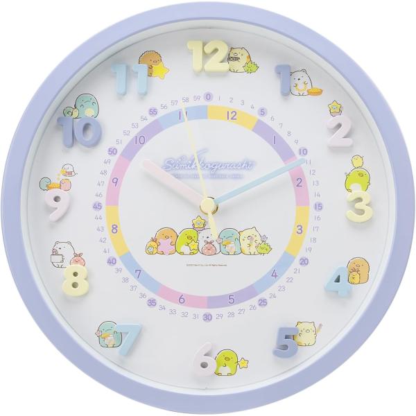 ●キャラクター「すみっコぐらし」の仲間たちをインデックスにプリントした可愛らしい掛け時計●秒針の音がコチコチならない静かな連続秒針を採用●数字は見やすい立体的なデザイン。子供部屋などにおすすめのモデルです