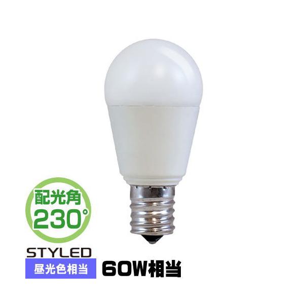 ●メーカー：STYLED スタイルド●形番：HA6T17DS1●形状：小形電球タイプ●定格電圧/周波数：100V　50Hz/60Hz●消費電力：6.9W●力率：0.9●全光束：760lm 小形電球60W相当●光色：昼光色相当 6500K●密...