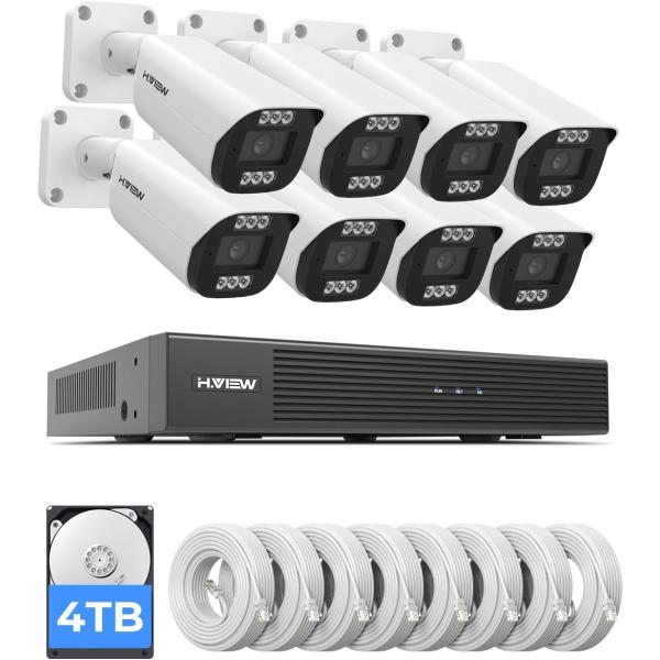 ■【商品の特徴】・IP67防水防塵、屋内外設置対応。・届いた日から使えるオールインワン防犯セット。・800万画素4K、逆光補正、白色光＋赤外線で暗所録画。・2.8mm広角103°レンズ、PoE給電、マイク・スピーカー内蔵。・AI人体検知でス...