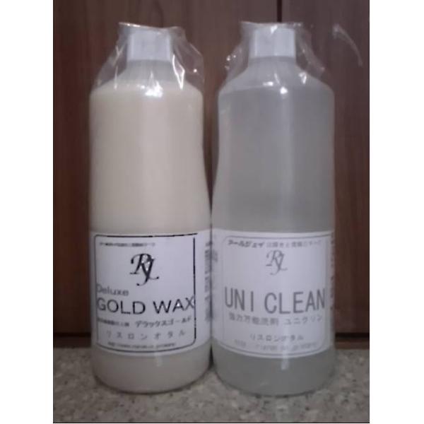 デラックスゴールド　１Ｌ＋ユニクリン５００ｍｌ　セット６，４８０円＋３，０２４円初回限定　お一人様１回限り当店小分け販売同じ価格でハードクリンに変更可能●ワックス禁止床に使う場合はご注意願います。