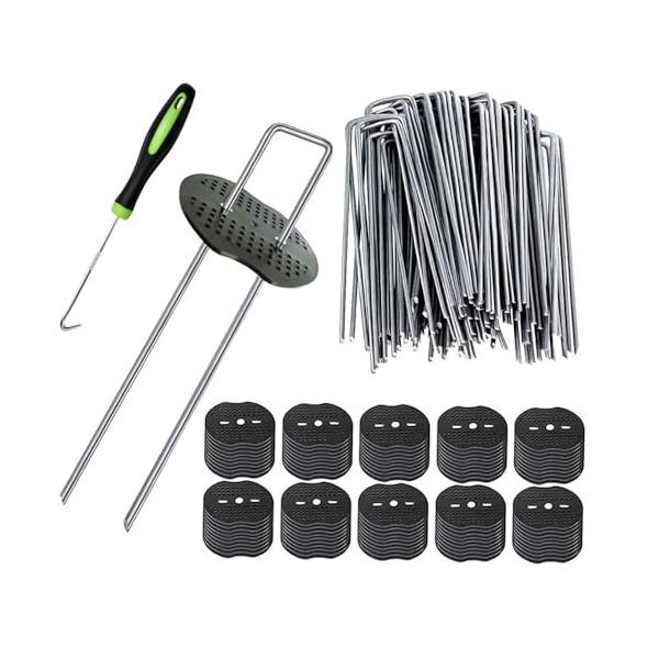 幅広い用途 防草シート、人工芝、農業用防虫ネット、不織布、ビニールマルチ、各種シート・マット等を地面に設置・固定できるU字型ピンの商品です。 サイズ(約)  ピンの長さ：20cm 板の幅：7cm 板の長さ：6.5cm ピンの直径：3mm 上...