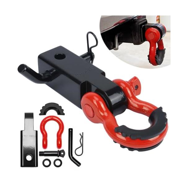 卓越した牽引力 トレーラーヒッチレシーバーは、作業荷重11,000lbs、ブレークポイントで45,000lbsに定格され、標準的なトラックの2倍以上の重量、ほぼすべての牽引アプリケーションのための優れた牽引力。 高品質素材 Dリングシャック...