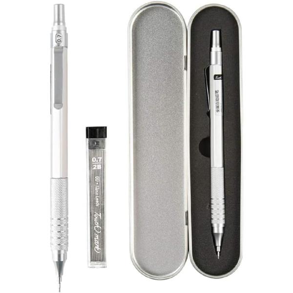 0.3mm&amp;0.5mm&amp;0.7mm シャープペンシル: プッシュボタン キャップの下に消しゴムが内蔵されており、2b 芯を詰め替えて書くことができ、書き物や描画に最適です金属製クリップ、上品なファッション、持ち運びに非常に便...