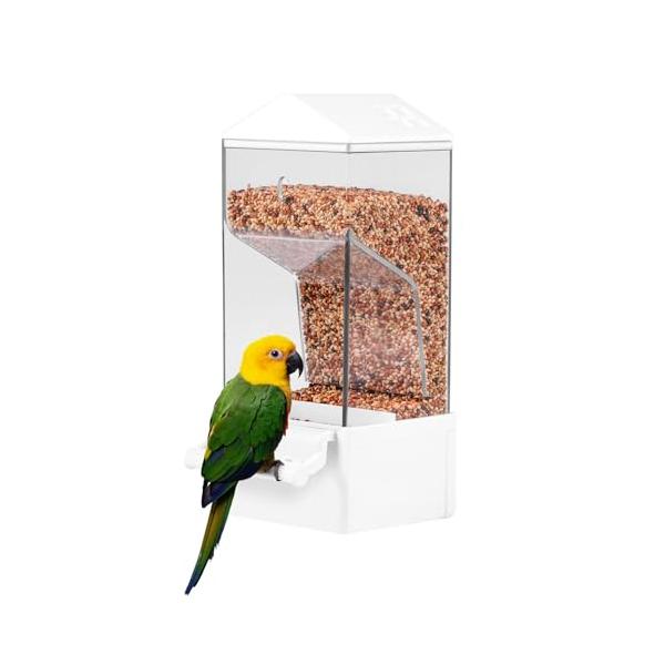 自動給餌機能鳥フィーダー：愛鳥の食事をサポートする小鳥餌入れです。給餌器内のエサが減ると、自動的に新しいエサが補充される仕組みです。約1週間分のエサを簡単に保管できるので、外出時の留守番にもとても便利です。文鳥からインコまで、さまざまな小鳥...