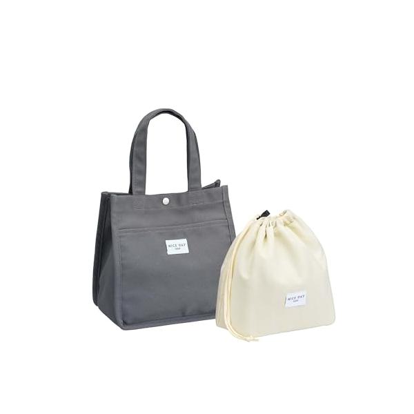 材質:ランチトート本体・取っ手/綿、保冷巾着表地・ひも/ポリエステル、裏地/ポリエステル、断熱材/発泡ポリエチレン、サイズ:230*140*230mm、重量:197g、手洗い:OK、生産国:ベトナムお弁当と普通の荷物をひとつのバッグにまとめ...