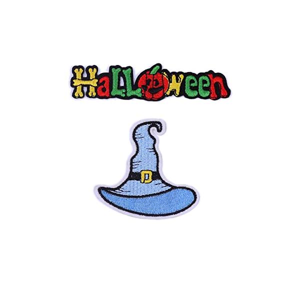 商品：ハロウィン刺繍 ワッペン ?地：中國数量：2枚 針包み付き  状態：100％新品素材の説明：レーヨン、ポリエステル取扱説明：シール・アイロン接着両用タイプおすすめの用途：幅広い用途，これらのパッチは、帽子、ジャケット、コート、Tシャツ...