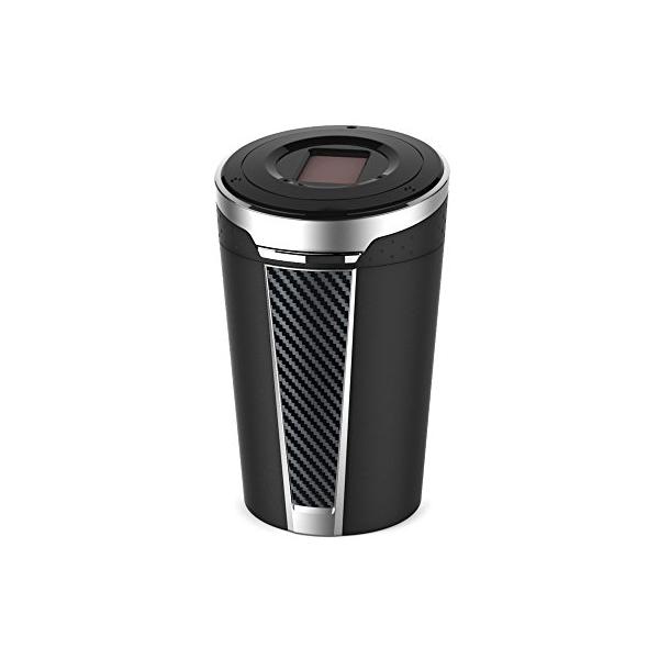 斜めワイドトップが使いやすいカーボン調デザイン灰皿フタはワンプッシュオープンで消火穴クリーニング機能付きスーパースリムの太さまで(5*8mm)対応の消火穴とタバコ置き梱包サイズ: 17.0*10.0*10.0(cm)車＆バイク:カーアクセサ...