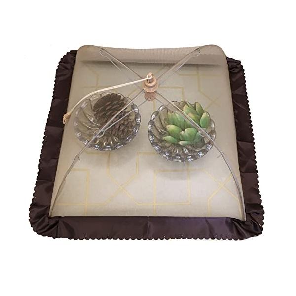 サイズ ：41.5cm*41.5cm*20cm 素材 ：金属 さび止め処理 、ポリエステル デザイン ：可愛い模様で、部屋の雰囲気も変わりますよ。 埃よけ・虫よけ ：長く愛されてきた食卓用カバーです。ホコリや虫から食卓を守ります。 収納 ：...