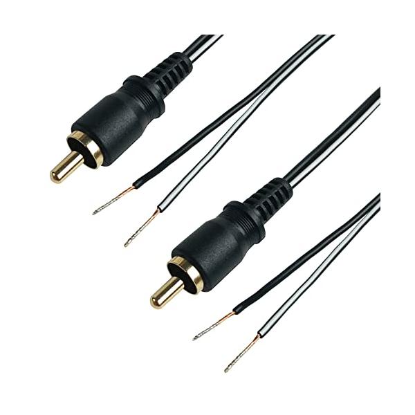 スピーカーケーブル1m*2本組片側：ピン／片側：先バラ白ラインマークはーマイナスシールドです。白ラインが付いていない方は*プラスです。スピーカーやオーディオ機器に家電＆カメラ:テレビ・レコーダー:アクセサリ:ケーブル:スピーカーケーブル