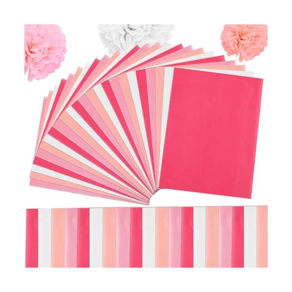 たくさん入る パッケージには薄葉紙合計120枚、各色30枚が入っています。数が多いので、個人使用はもちろん、手芸材料や店舗用の包装紙として利用するのもじゅうぶんはずです。 豊富なカラー これらのお花紙はホワイト、ライトピンク、ピンク、ダーク...