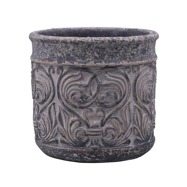 サイズ : φ130*H120mm・内径 : φ110mmカラー : ダークグレー材質 : セメント仕様 : 底穴あり、エンボスデザインDIY・工具・ガーデン/ガーデン/鉢・プランター用品/鉢