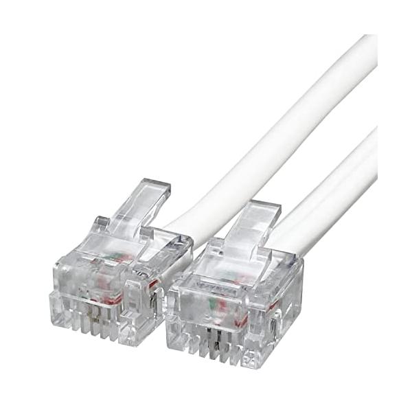 カラー:ホワイトケーブル長:1m仕様:6極2芯、2.4*4.8mm対応機器:6極2芯用の家庭電話機、FAX、などRoHS指定対応/ゴミの少ないエコ簡易パッケージ家電＆カメラ:電話機・FAX:電話機・FAX用アクセサリ:モジュラケーブル