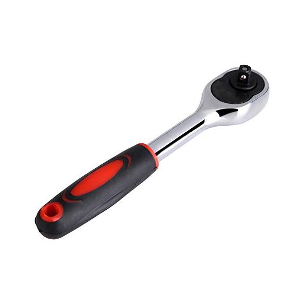 xuuyuu. 1/4インチ スイベルラチェットハンドル 差込角6.3MM 全長155mm 24山ギア ラチェットソケットレンチ 方向調整 スイベルティアドロップヘッド バイクカー修理ハンドツールDIY・工具・ガーデン/作業工具/駆動工具/...