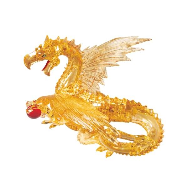 透明ピースを組み上げる立体ジグソーパズル煌めく黄金のドラゴンが出来上がります翼は上下に動かすことが出来ます別売りのディスプレイライトを使用するとより美しく演出することができますおもちゃ/パズル/立体パズル
