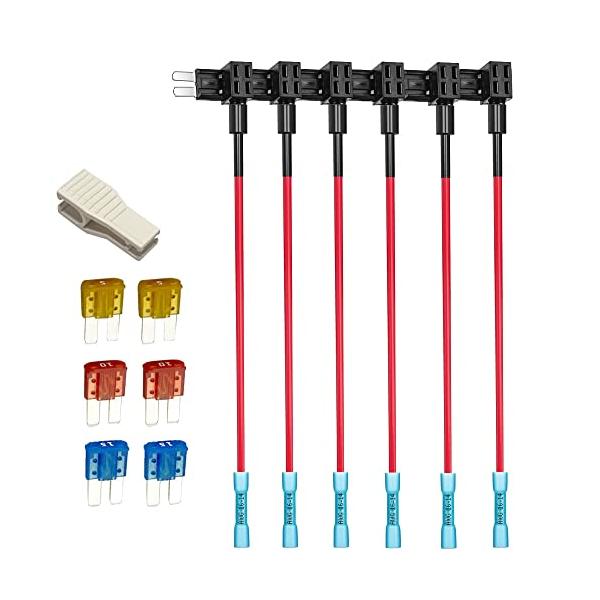 パッケージ内容: マイクロ 2 ヒューズホルダー 6 個、ヒューズプーラー 1 個、マイクロ 2 ヒューズ 6 個 (5A/10A/15A、各 2 個)。適用可能なヒューズ: マイクロ 2 ブレード ヒューズ、各スロット最大 15 AMP ...