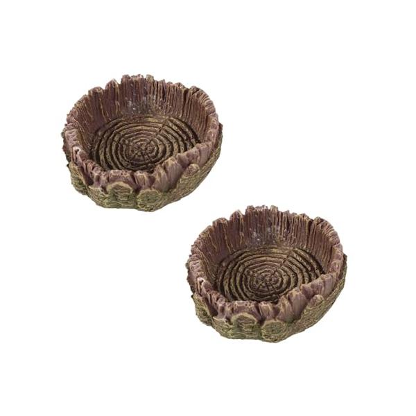 2セットで水と餌を同時に用意可能：水入れと餌入れがセットになっており、爬虫類の飼育に必要な2点を一度に準備できます。自然な切り株デザインでケージ内が美しく：リアルな木目調デザインが爬虫類の生息環境に溶け込み、観賞性も向上させます。低重心設計...