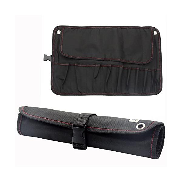 ツールロールです、レンチ、スパナ、プライヤー、ドライバーなどの工具を差し入れてコンパクトに巻いて持ち運べます。バーっと広げて、一目で必要な工具を見つけることで、サっと出せます、作業効率を向上させます。実用性やコスパを重視したスタンダードタイ...