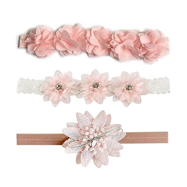 セット内容 可愛いベビーヘアバンドの3点セットです。参考年齢：3ヶ月*3歳頃。 特徴 非常に柔らかく、ソフトな素材で、圧迫感がないです、お肌に絞め付け跡が残りません。 可愛いフラワーデザイン 可愛いフラワーをあしらった上品なデザインとなって...