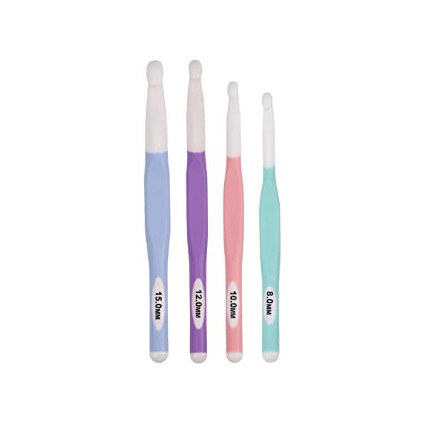 ABS製かぎ針ヘッドデザインは、かぎ針編みの際に糸が引っ掛からないよう、滑らかな表面になっています。ハンドルは人間工学に基づいて設計されており、快適に握ることができます。各針のシャンクにはアルファベットと数字が記されており、サイズを簡単に識...