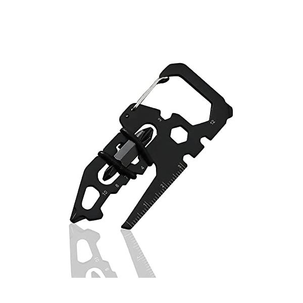 EDCツール マルチツールサイズ：キーホルダーの重量はわずか24g 1個 、本体の長さ：74mm、幅：31mm、厚み：2.5mm 最厚部 。クレジットカードサイズのマルチツール、軽くて持ち運びに便利です。実用的な13の機能付き。材質：高品質...