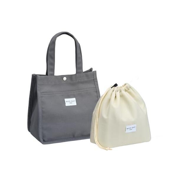 材質:ランチトート本体・取っ手/綿、保冷巾着表地・ひも/ポリエステル、裏地/ポリエステル、断熱材/発泡ポリエチレン、サイズ:230*140*230mm、重量:197g、手洗い:OK、生産国:ベトナムお弁当と普通の荷物をひとつのバッグにまとめ...