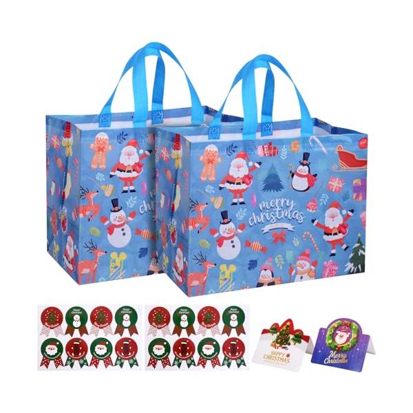 クリスマス 袋 - サイズ  横32.5*縦25*奥行き17cm ２枚セット クリスマス 袋 - セット内容 不織布袋x2枚 *メッセージカードx2枚 *クリスマスシールx16枚 クリスマス 袋 - 素材 耐久性に優れた不織布素材を使用して...