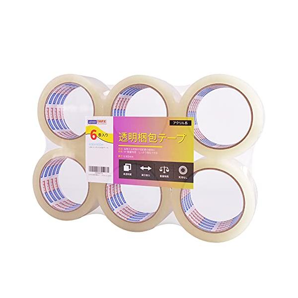 色：6パック（48ｍｍｘ100ｍｘ0.065mm） すぐに使える スタート位置が分かりやすいので、使い始めのテープの端を爪でカリカリして探す手間もなく、すぐ使えます。 透明度 透明度が高い、使用する袋やパッケージの柄を損なわずにご使用いただ...