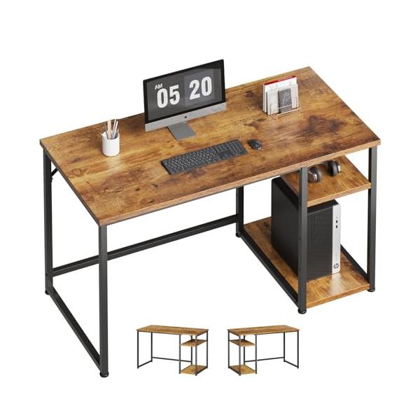 棚は左or右に デスクの棚の取り付け位置は状況によって左or右に自由に切り替えることができ、様々なシーンに対応できます。 また、このパソコンデスクのサイドポケットの位置も変えられます。棚の層板の取り付け位置も三つの選択があって、置くものによ...