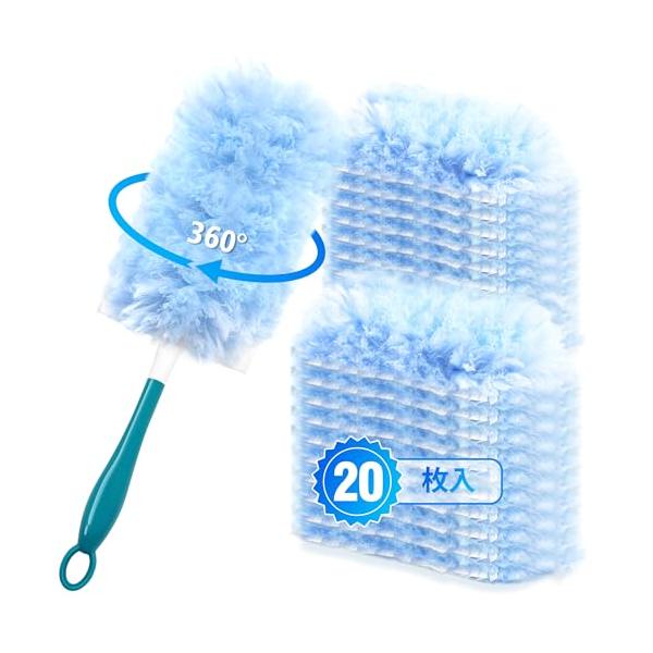 4倍の集塵力ホコリ掃除 ： 4倍のコーティングを施したマイクロファイバー、静電気をより多く発生させ、360*の全方位設計により、隅々まで洗浄でき，1回の掃き掃除でより多くのホコリを集めます。ほこり払いx20 本体*1： このダスターキットに...