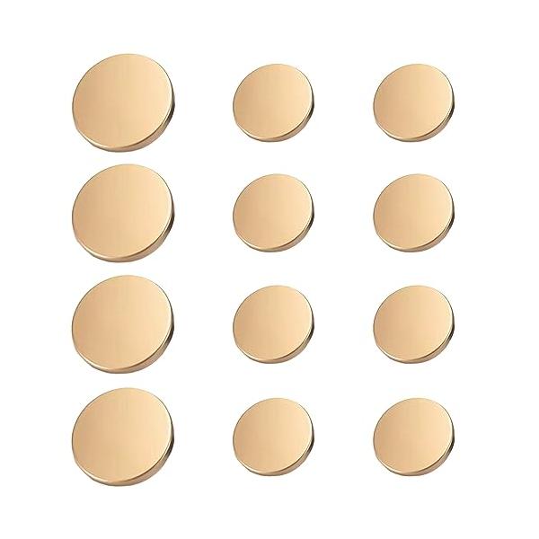 カラー：マットゴールド。セット内容：23mm*4個、15mm*8個。2サイズ：大小2つの異なるサイズの組み合わせを用意しましたので、様々な服装に適しています。高級感：この製品は、パターンやデザインのないマットなゴールドカラーを採用し、さりげ...