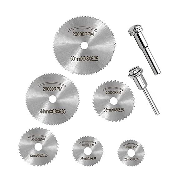 材質：HSS 高速度鋼) サイズ：ブレード直径:22mm、25mm、32mm、35mm、44mm、50mm 厚さ:  22、25、32mm、 35mm ：0.6mm 、44mm：0.8mm、 50mm：1.0mm 穴径: 6.35mm コン...