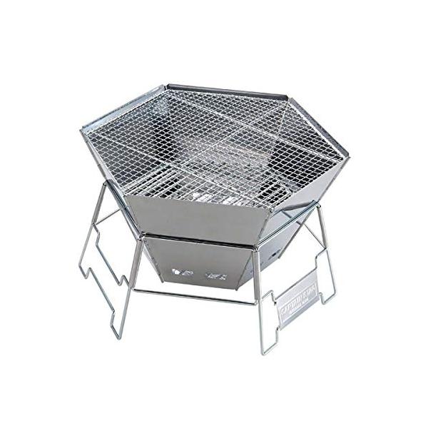 バーベキュー コンロ / 焚火台 / ダッチオーブン組立サイズ: (約)幅475*奥行410*高さ300mm / 収納サイズ: (約)570*470*長さ60mm/ (重量(約):3.8kg)アミサイズ: (約)455*395mm材質: 本...