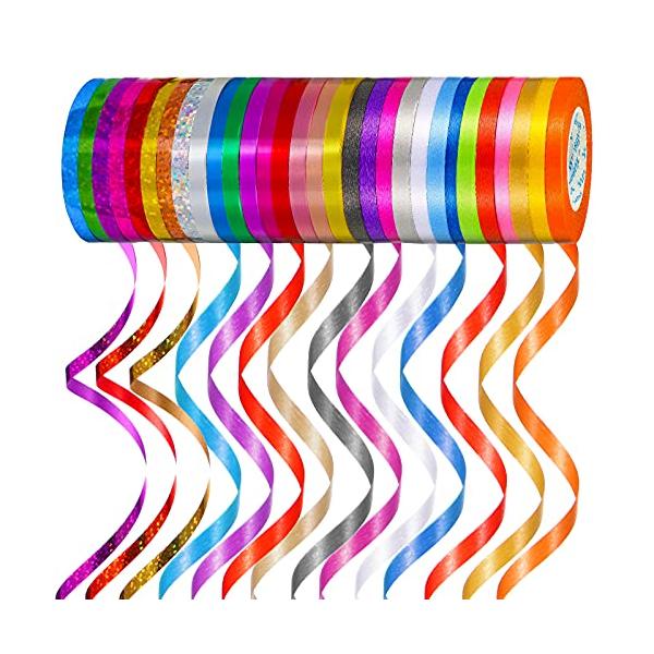 パッケージ内容: 異なるスタイルの光沢のあるラッピングリボン30本をお届けします。 毎日の使用に十分な量で、さまざまなスタイルでお好みに合わせることができます。サイズ情報: これらのカラフルなカールリボンは全長約10 m / 39.4インチ...