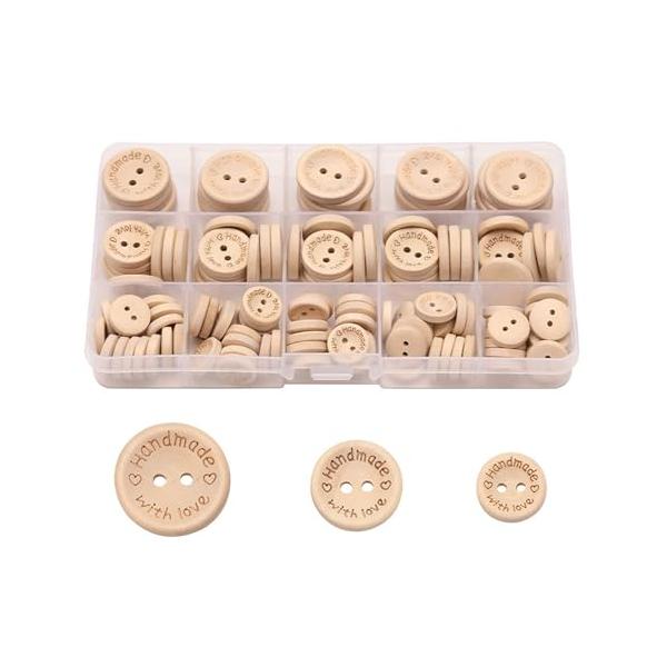 商品仕様 交換に便利な140個のウッドボタンを含む 収納ボックス付き 。2穴 丸型木製ボタンは、洋服の縫い付けだけでなく、さまざまなクラフトやデコレーションにも使えます。 使いやすい クラフトボタンは洋服に縫い付けやすいように、小さな穴が2...