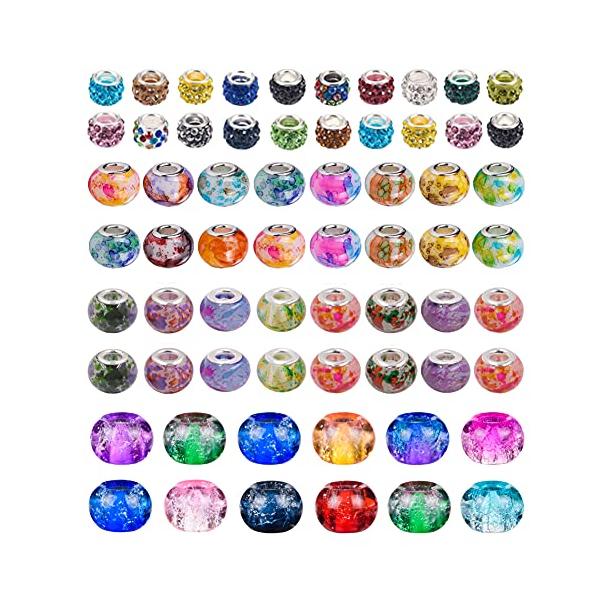 AIPRIDYの100個の大きな穴ガラススペーサー付きヨーロッパビーズ、銅のコア、カラフル、円形、CRAFT_BEADホビー/手芸・画材/ビーズ・レジン・アクセサリ/ビーズ・ストーン