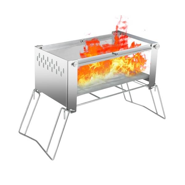 ステンレス製：Sutekusのキャンプ用ファイヤーピットは、高い防錆性と耐食性を提供する耐久性のあるステンレス製です。組み立て寸法は長さ56cm、幅24cm、高さ32cmで、重さは1.8kgです。折りたたみサイズは44cm*24cm*6cm...