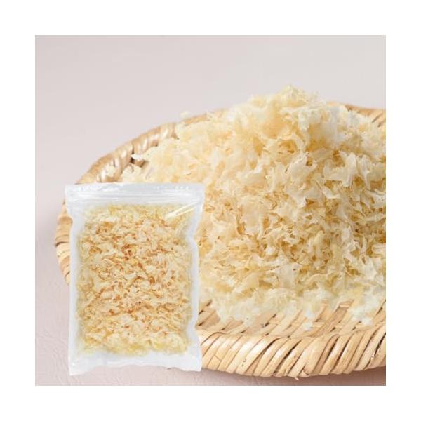 白きくらげは無味無臭なので、炒めものやスープ、サラダや和え物・酢の物等など、幅広い料理でご使用いただけます。袋は保存に便利なチャック付きで、使う分だけご使用いただけます食品・飲料・お酒/乾物/きくらげ