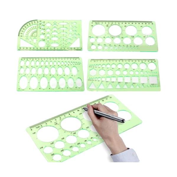 多機能デザイン このテンプレートセットには、円形、楕円形、三角形、四角形、六角形など、さまざまな幾何学的な形状が含まれており、数学、建築、アートデザインなど、幅広い用途に最適です。 使いやすい設計 テンプレートには異なるパターンとサイズがあ...